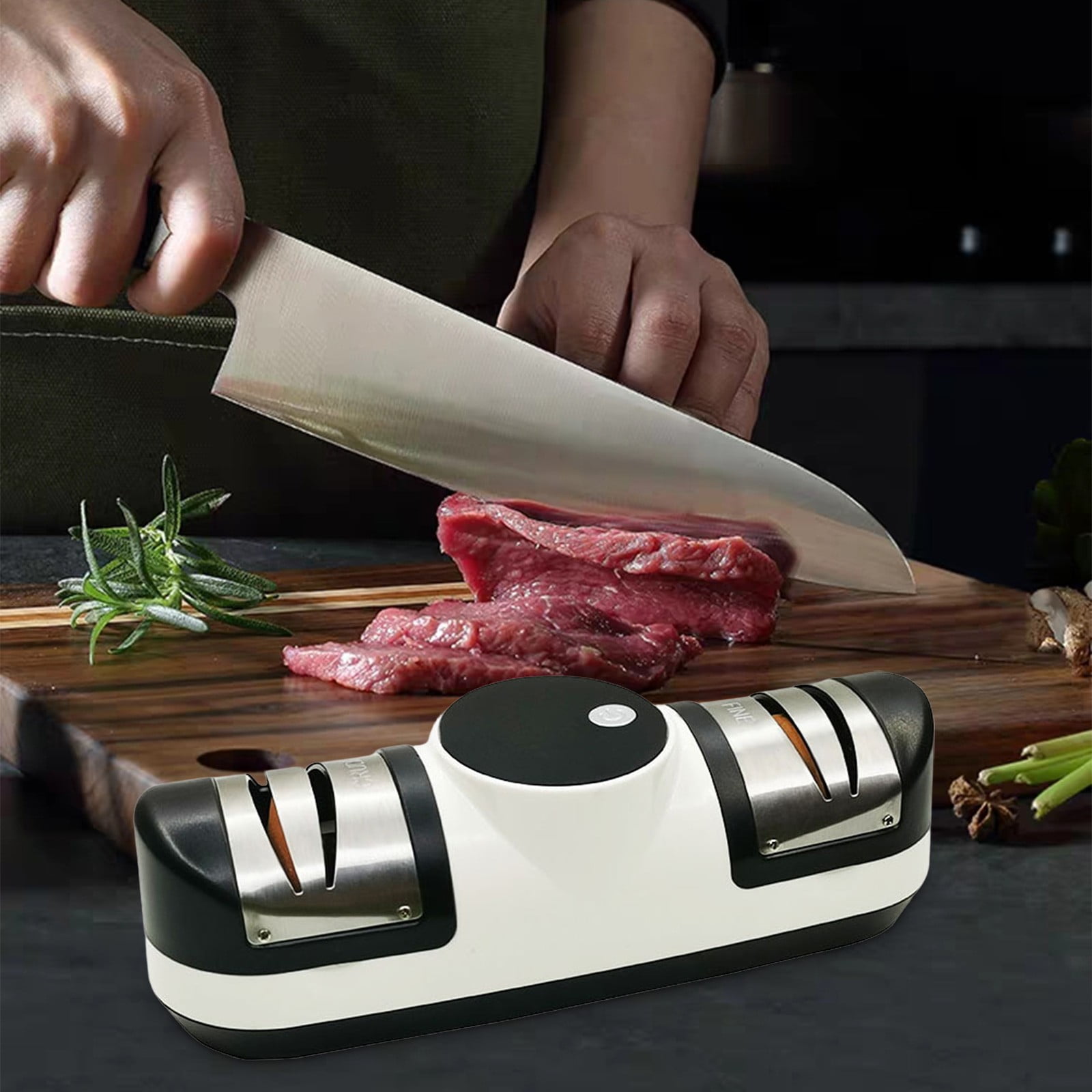 5-in-1 Rechargeable Electric Knife Sharpener, 3 Speed Setting with ...