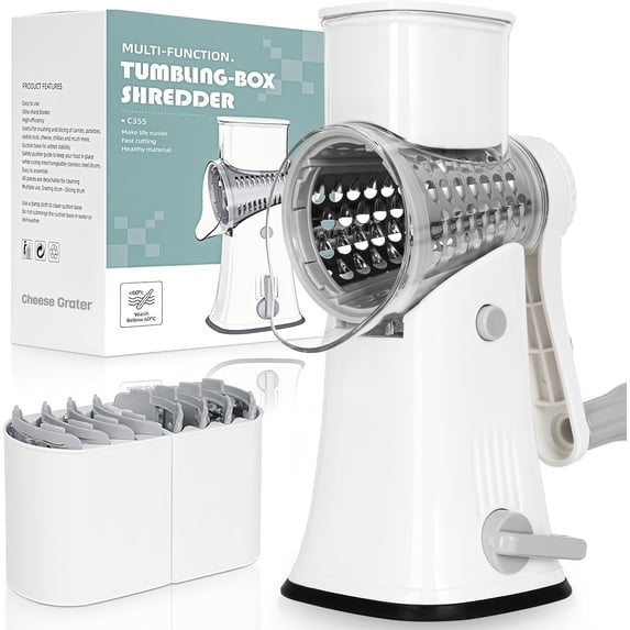 5-in-1 Rotary Cheese Grater Hand Crank, Vegetable Slicer Shredder with ...