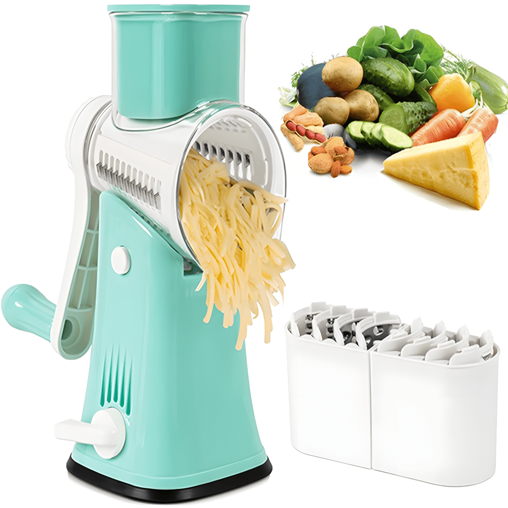 5-in-1 Rotary Cheese Grater with Handle, Cheese Shredder for Kitchen ...