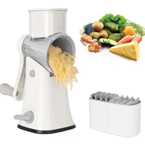 Anjinsoft Handheld Rotary Cheese Grater, Vegetable Slicer, 5 Stainless ...