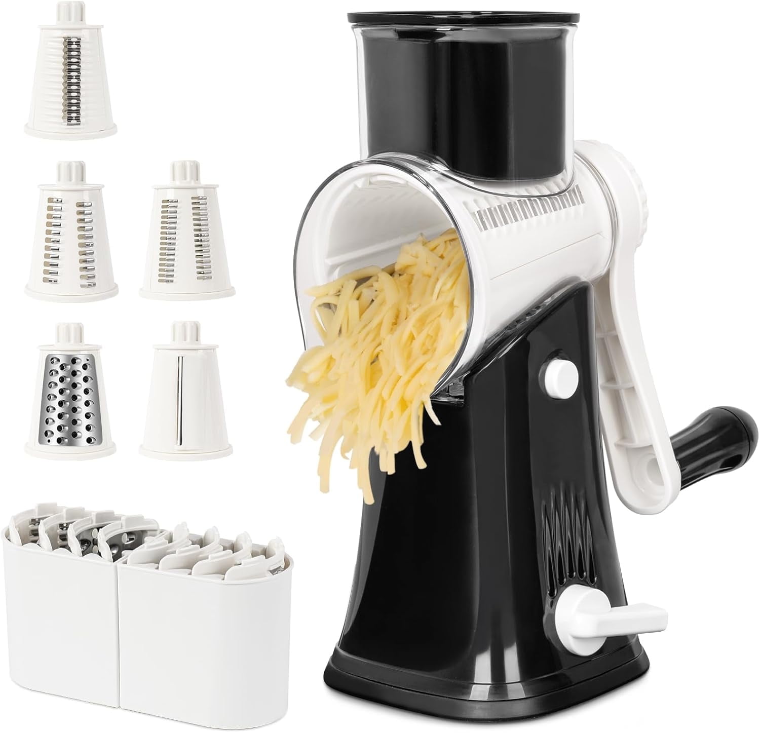 5-in-1 Rotary Cheese Grater, Upgraded Cheese Shredder with Stronger ...
