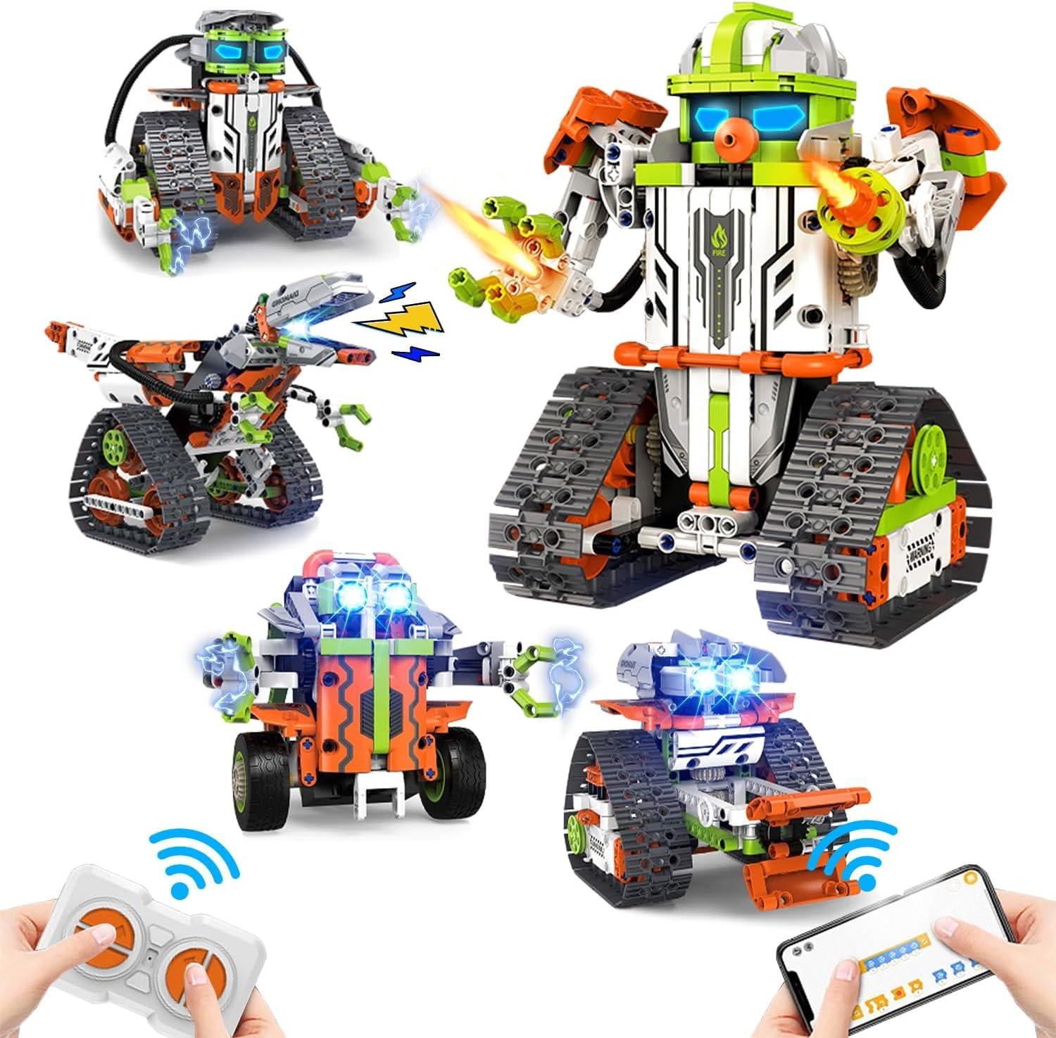 Logan's Toy Chest 5-in-1 STEM Robot Building Kit for Kids 8-16, Remote ...