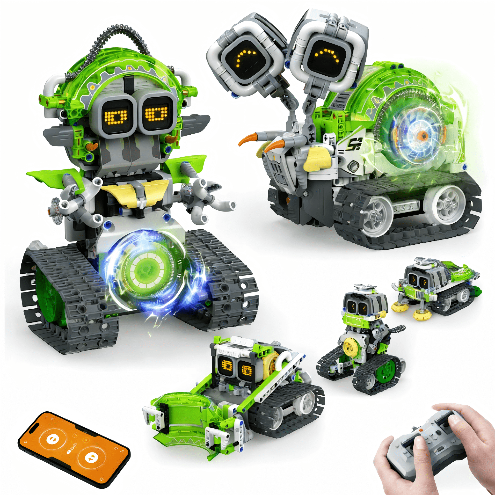 5 in 1 STEM Robot Toys Building Set, APP & Remote Control Engineering ...