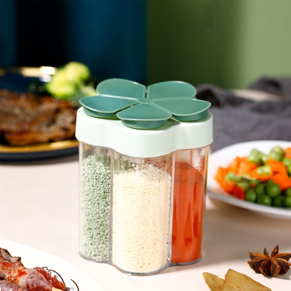 5-in-1 Spice Container with Flip Lid and Mesh Pourer, Multi-Compartment ...