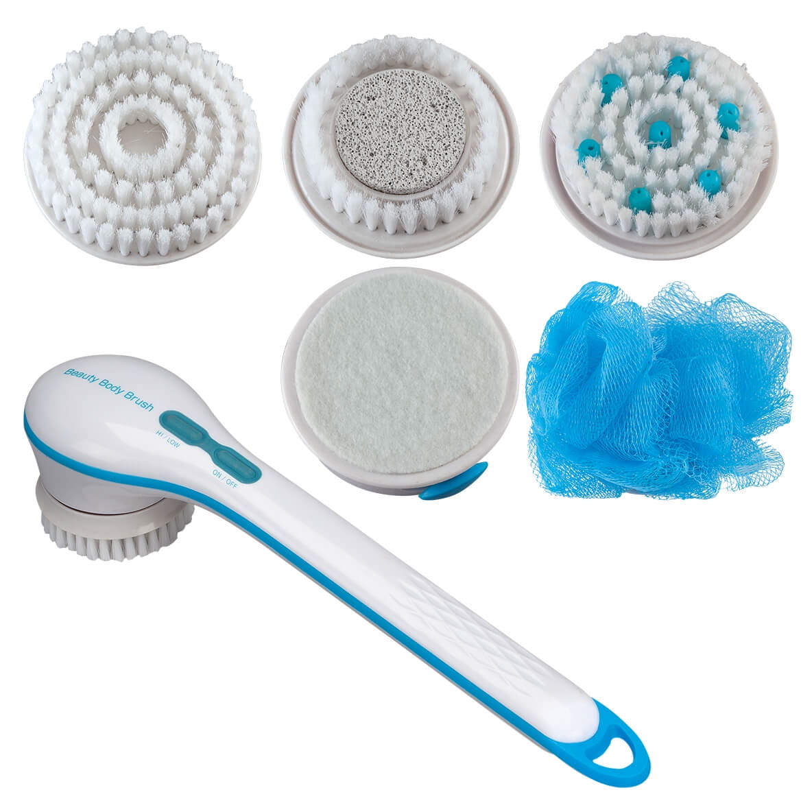 Fox Valley Traders 5-in-1 Spinning Shower Scrubber, Long Handle ...