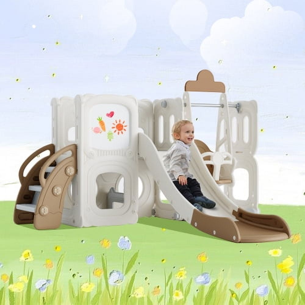 5 in 1 T oddler Slide and Swing Set, Kids Playground Climber Slide ...