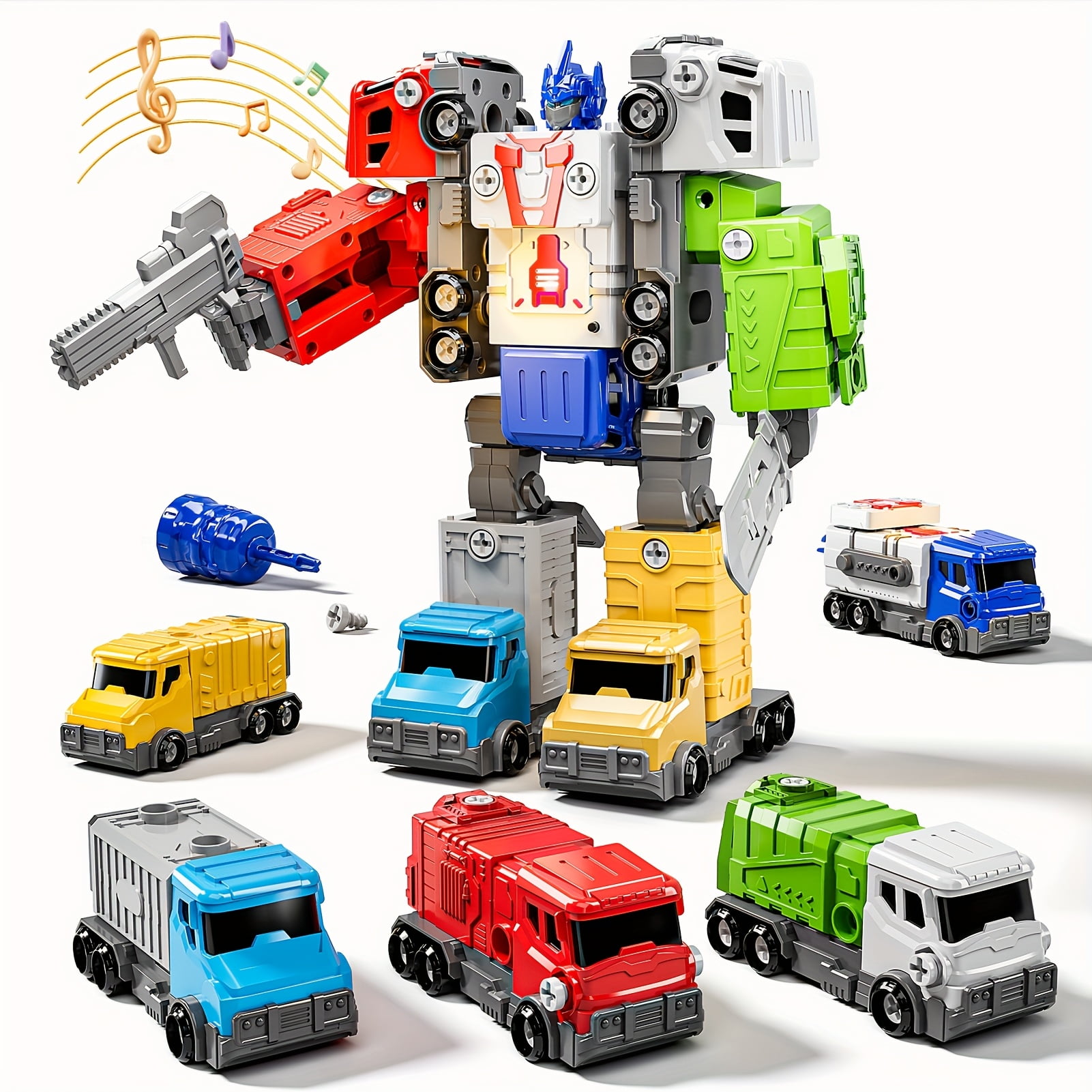 5-in-1 Take Apart Vehicle Trucks Transform to Robot, Take Apart Toys ...