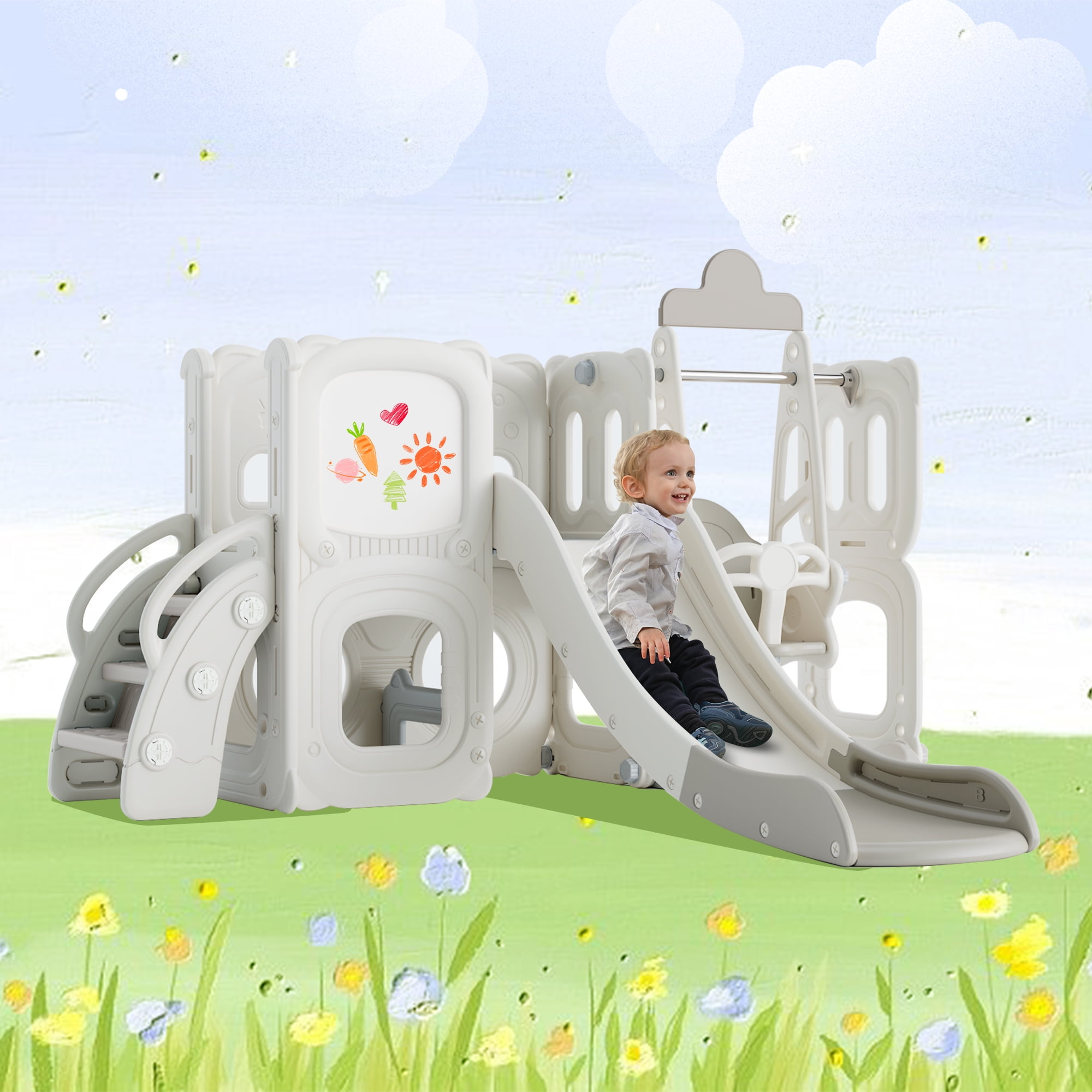 5 in 1 Toddler Slide with Swing Safety Design Indoor and Outdoor ...