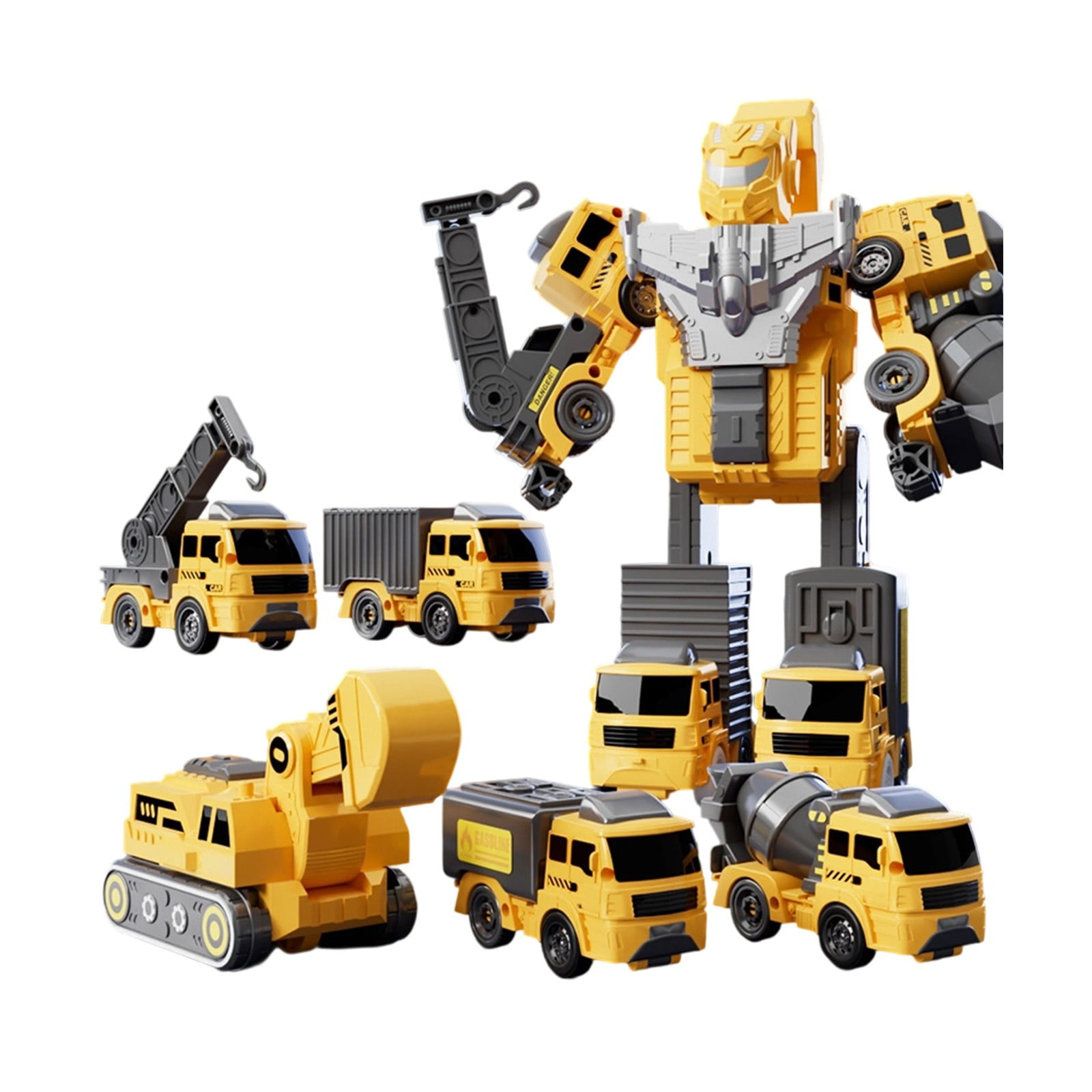 5-in-1 Transforming Press Cars Set – Push Cars Build into a Giant Robot ...