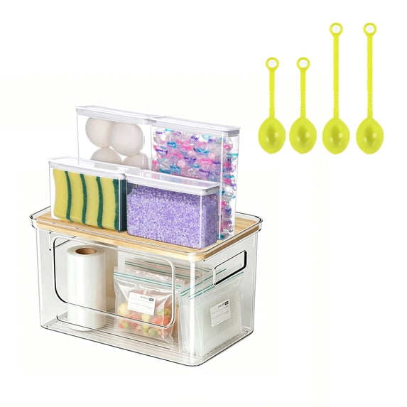 5 in 1 Trash Bag Dispenser with Bamboo Lid – Stackable Design, Extra ...
