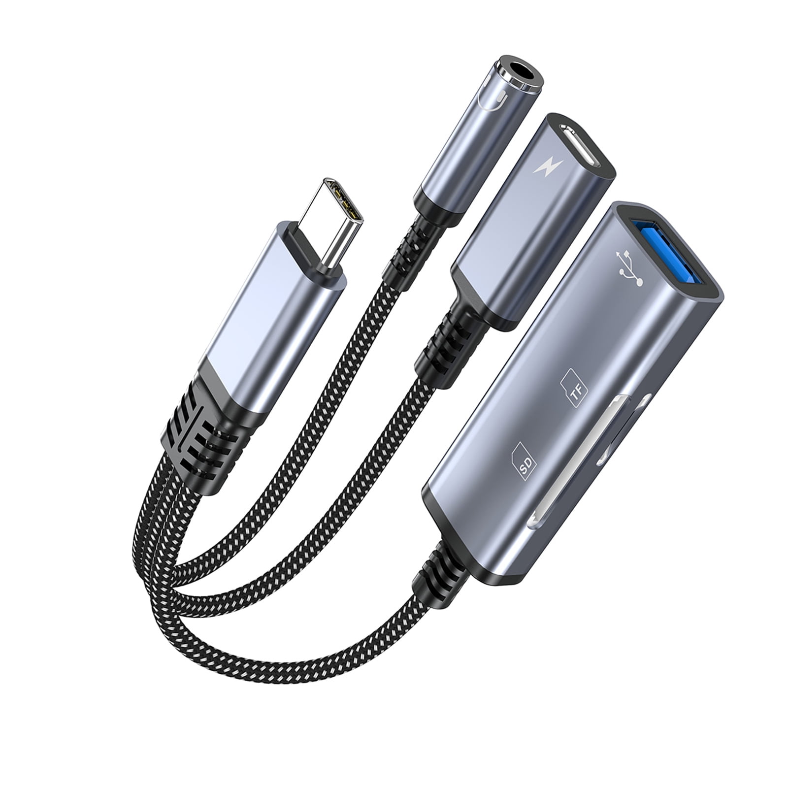 5 in 1 Type C to C Fast Charging Adapter with 3.5mm Headphone, Memory ...