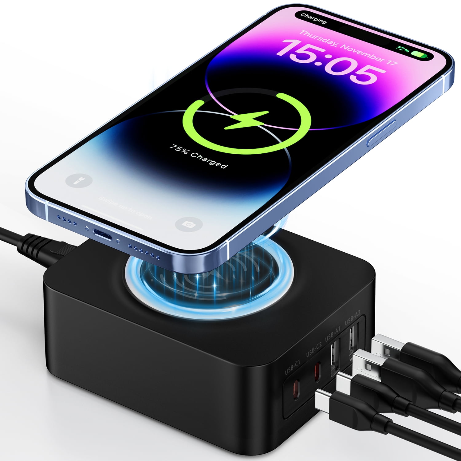 5-in-1 Usb C Charger Station for Multi Devices,AILKIN Multiple Charger ...