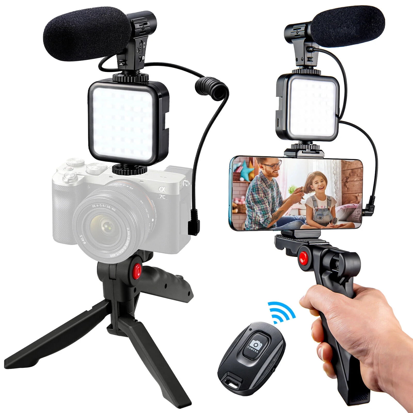 5 in 1 Vlogging Kit with Fill Light Microphone Tripod - Walmart.com