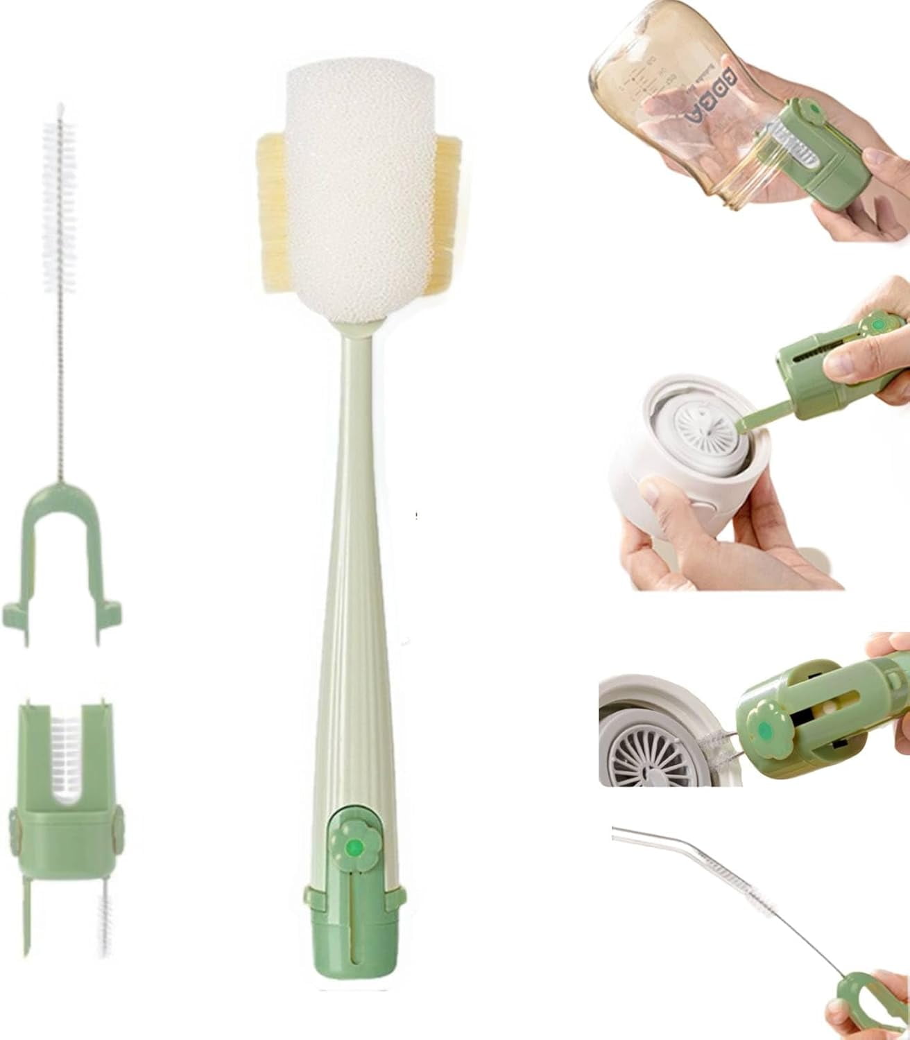 5-in-1 Water Bottle Cleaner Brush 12-Inch Long Reach Flexible Scrubber ...