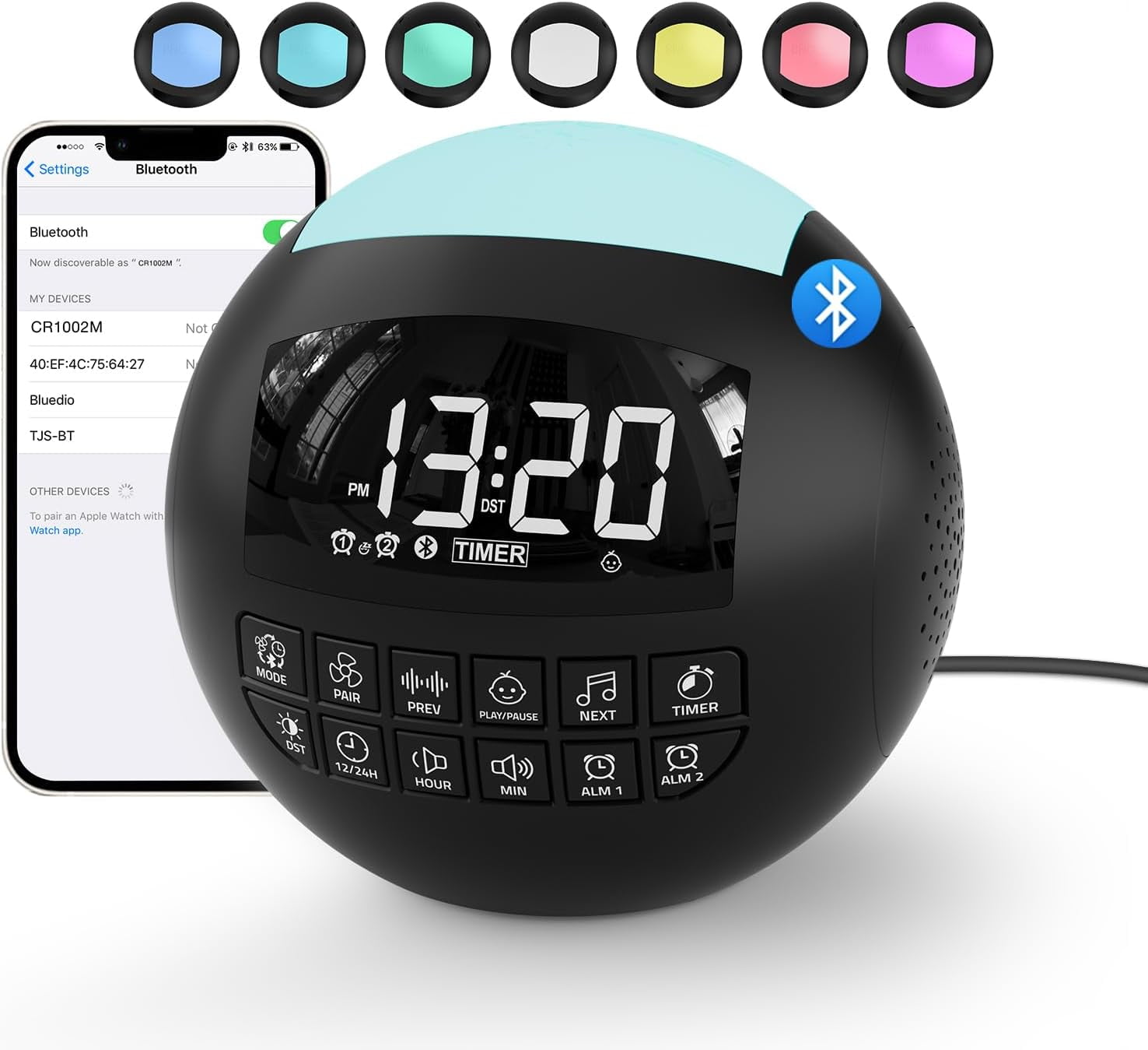 5-in-1 White Noise Sound Machine + Bluetooth + Night Light, 42 Soothing ...