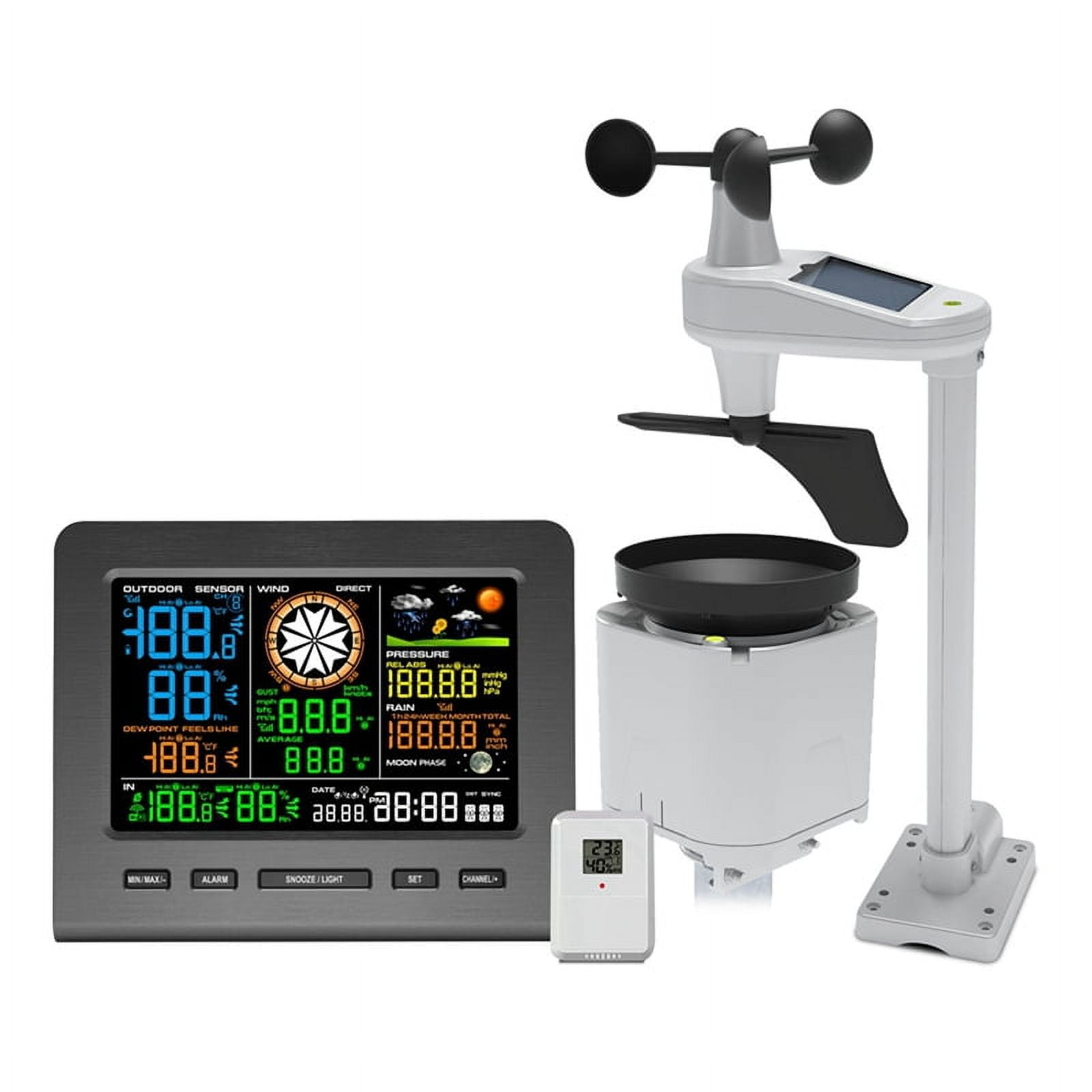 5-in-1 Wi-Fi Weather Station Display &Wind Speed and Direction Rainfall ...