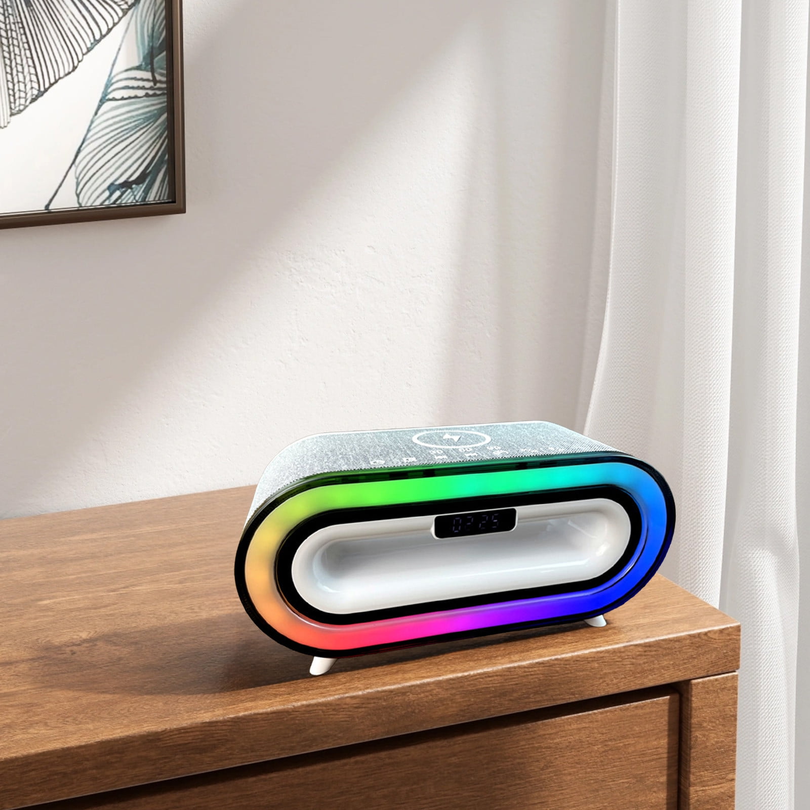 5-in-1 Wireless Charging Bluetooth Speaker with RGB Lights - White ...