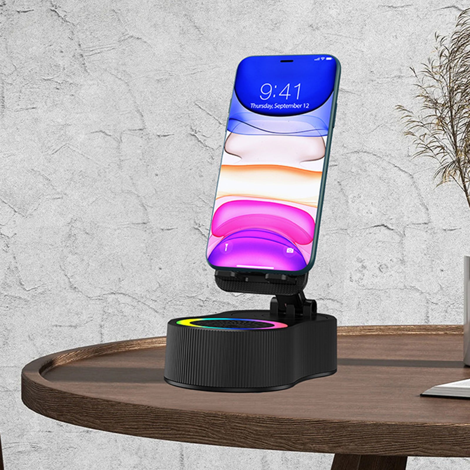 5-in-1 Wireless Induction Bluetooth Speaker Stand With Foldable Phone ...
