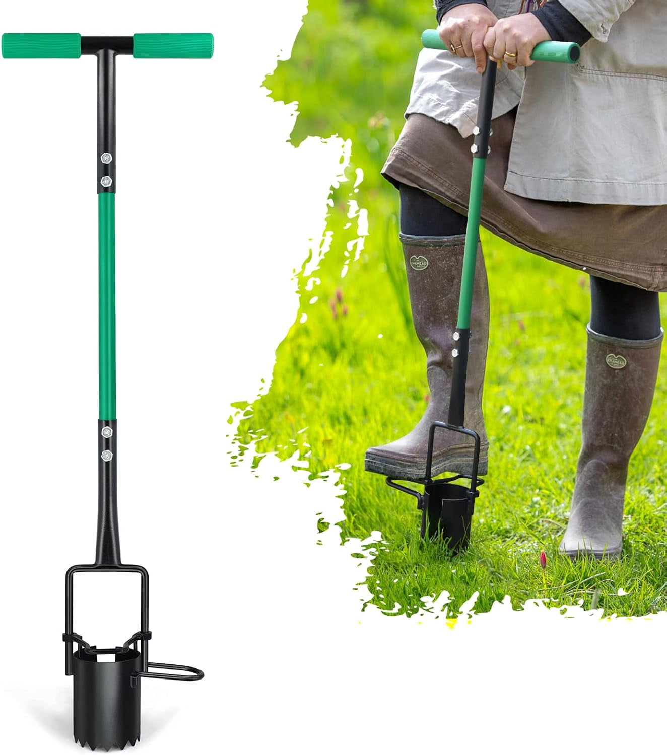 5-in-1 lawn transplanter gardening tool, upgraded bulb planter, long ...