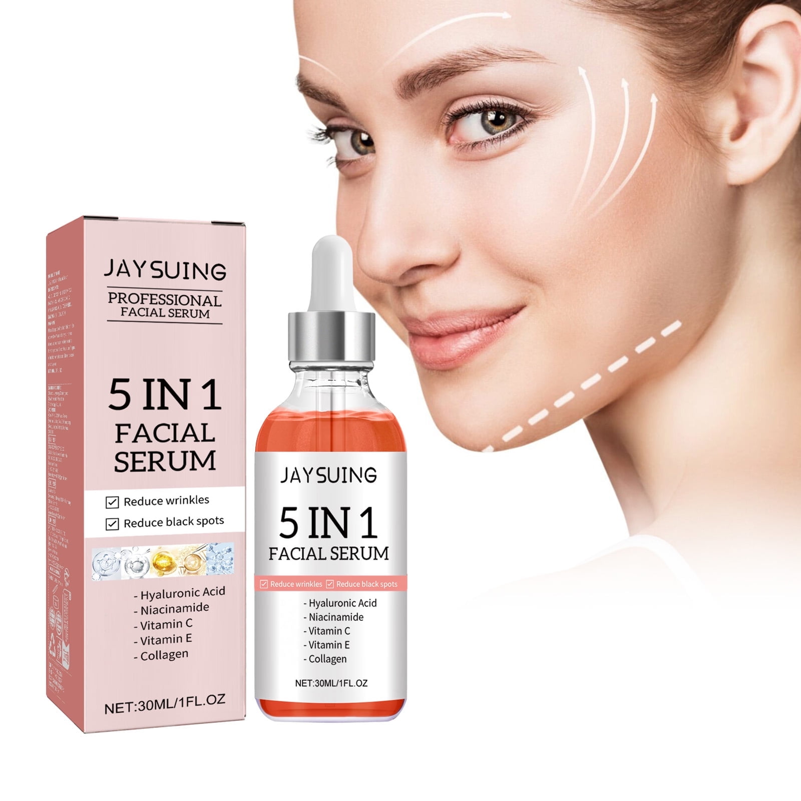 5-in-4 face serum, moisturizing skin, firming, lightening spots, acne ...