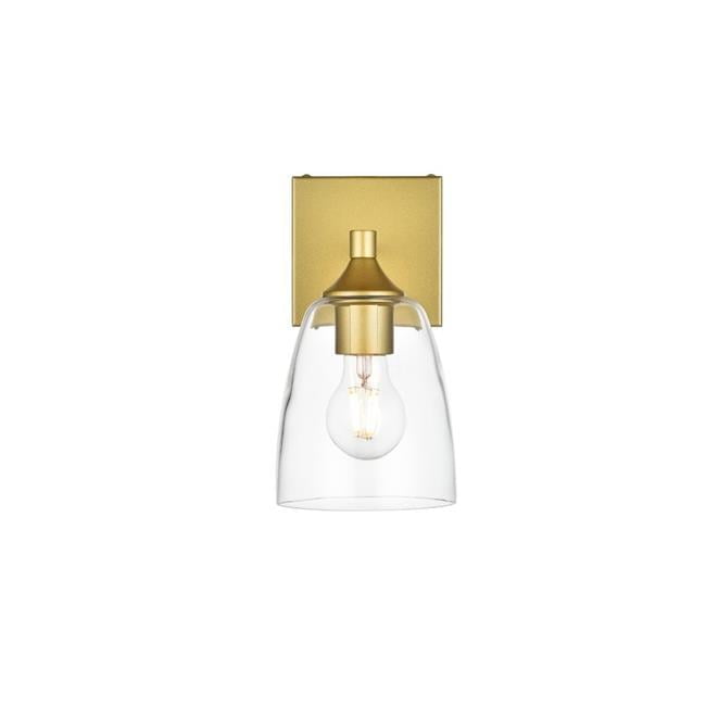 5 in. Gianni 1 Light Brass Bath Sconce Wall Light, Brass & Clear ...