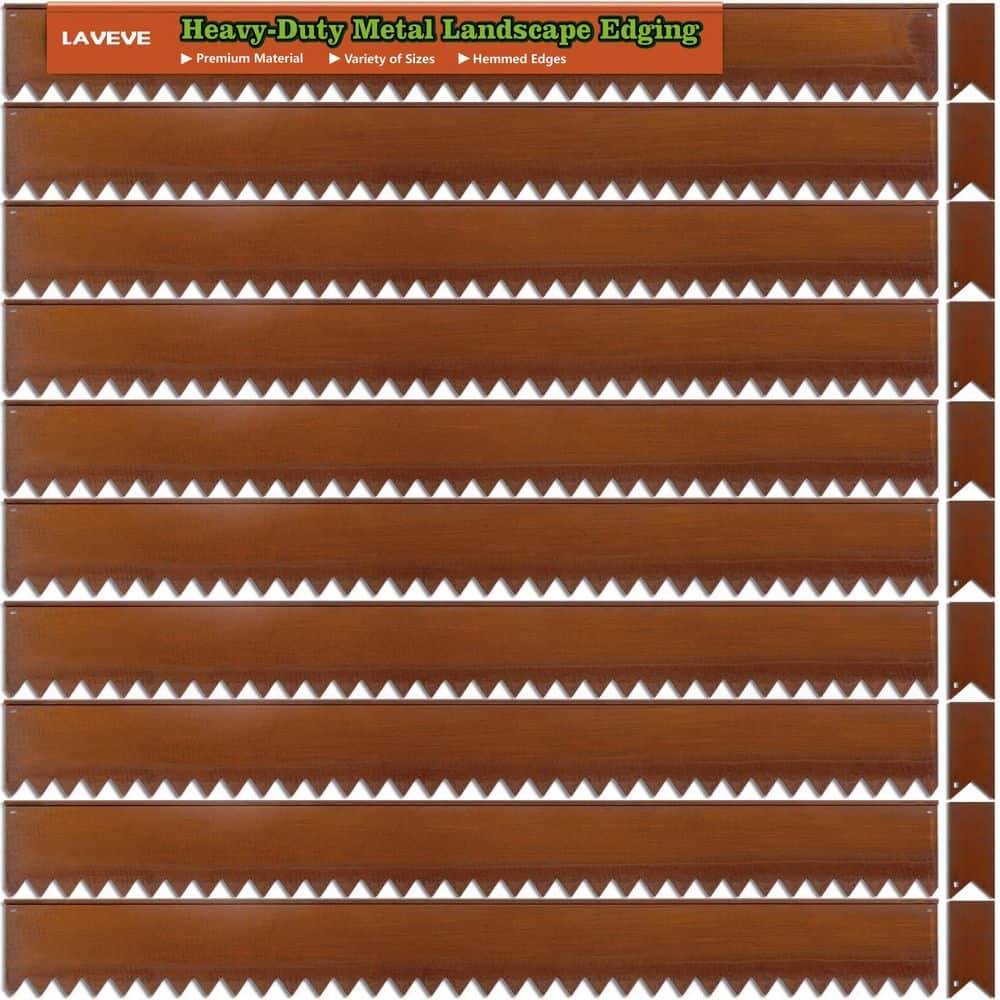 5 in. H x 40 in. W Brown Steel Landscape Edging, Hammer-in Metal Garden ...