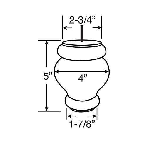 5 in. H x 6 in. Dia Stained Espresso Solid Hardwood Bun Foot Leg for ...