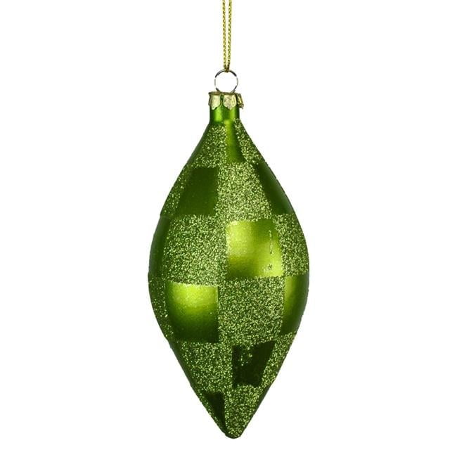 5 in. Lime Green & Sage Green Checker Teardrop Ornament - Walmart.com