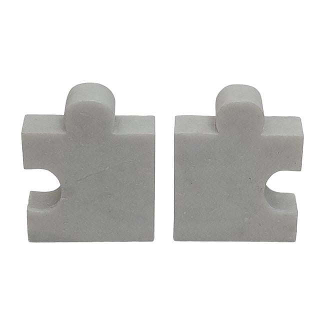 5 in. Marble Puzzle Piece Bookends, White - Set of 2 - Walmart.com