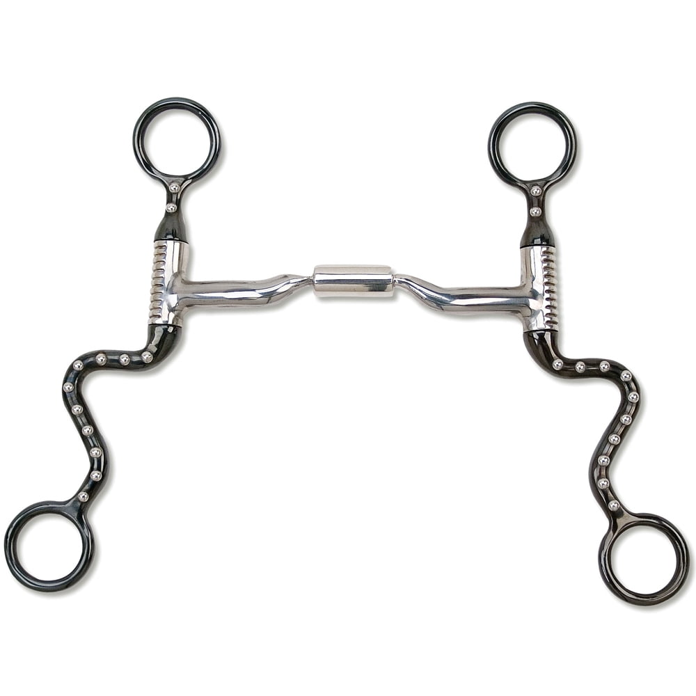 5 in Myler Steel Seven Horse Bit Shank Low Port Comfort Snaffle Black ...