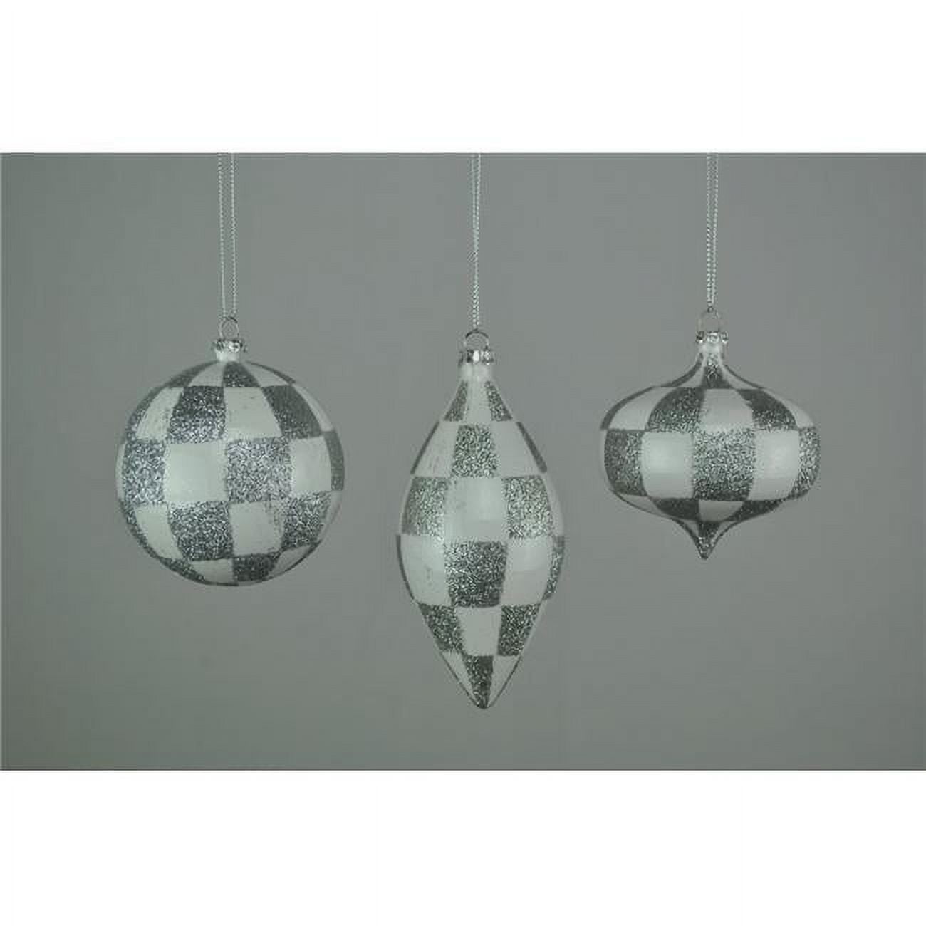 5 in. White & Silver Checker Teardrop Ornament - Walmart.com