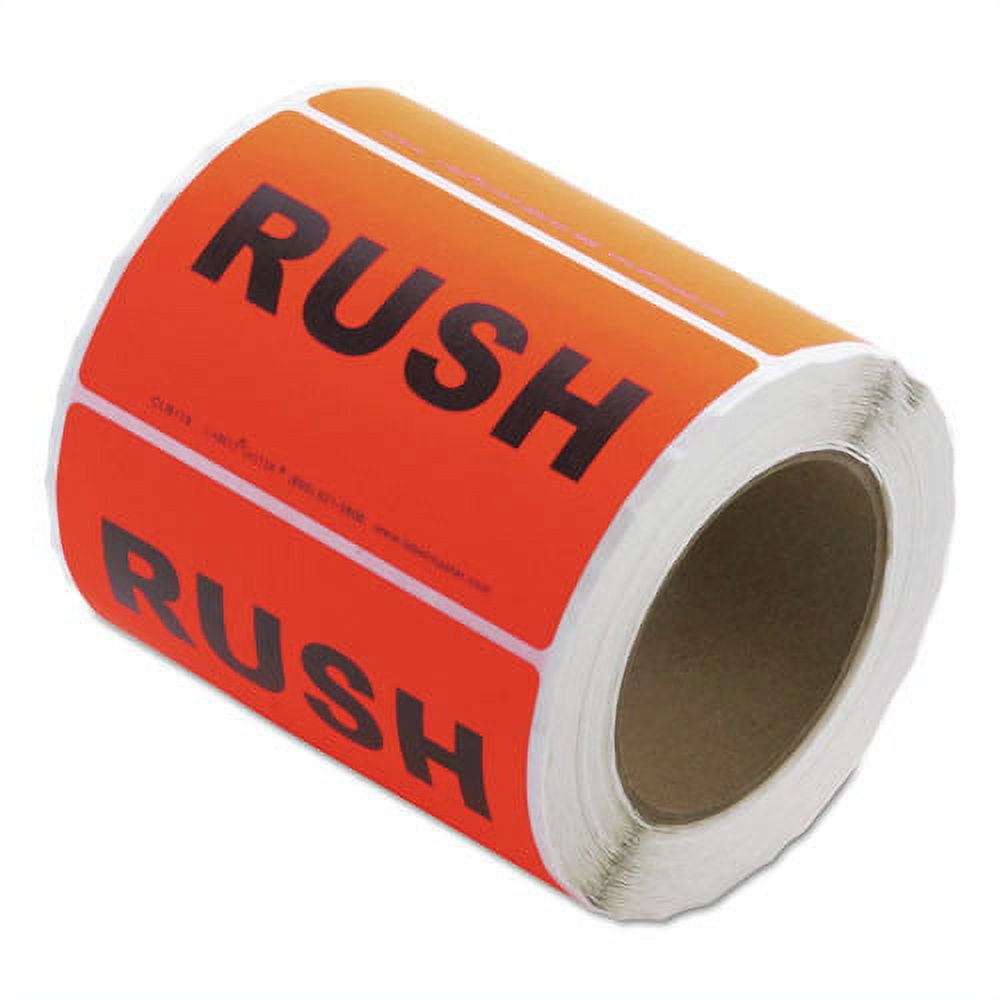 5 in. x 3 in. Self-Adhesive Shipping and Handling Rush Labels - Red ...