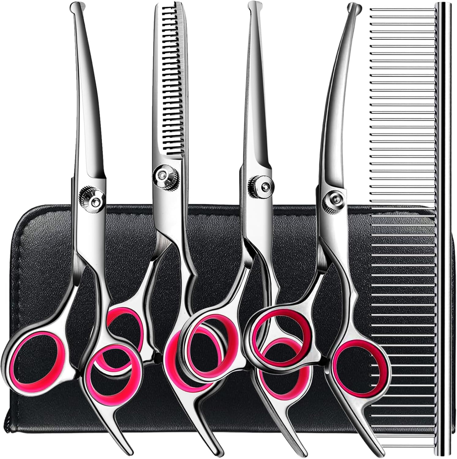 5 in1 Dog Grooming Scissors Kit, Professional Dog Scissors for Grooming ...