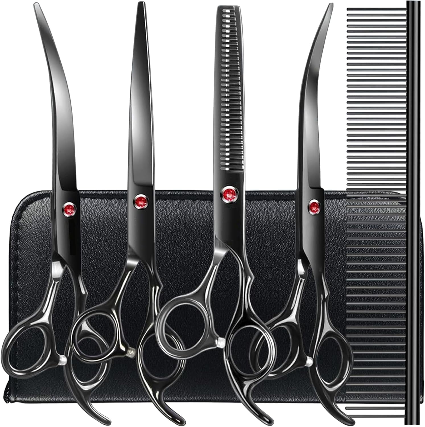 5 in1 Dog Grooming Scissors Kit, Professional Dog Scissors for Grooming ...