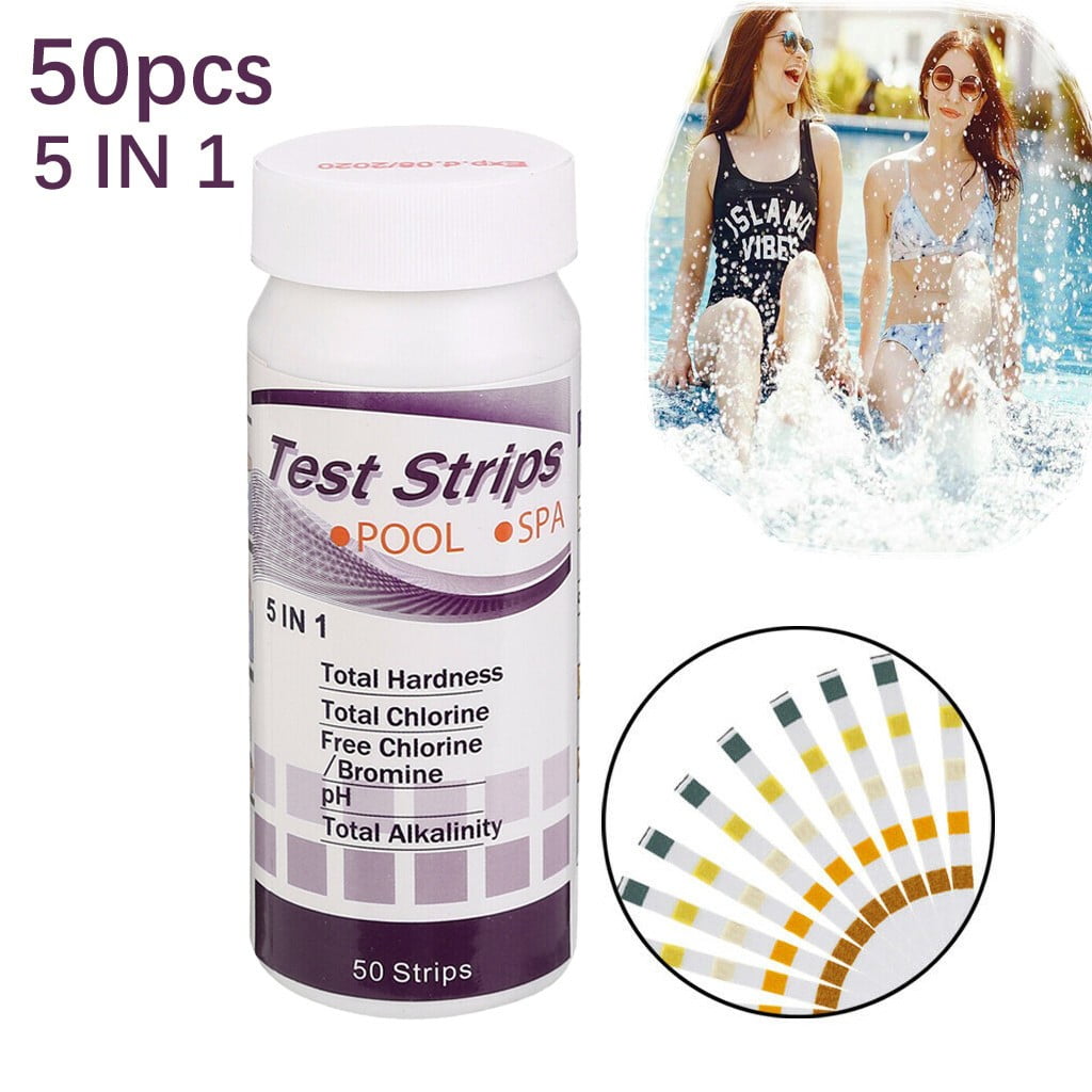 5 in1 Pool Spa Water Test Strips Chlorine Bromine PH Alkalinity ...