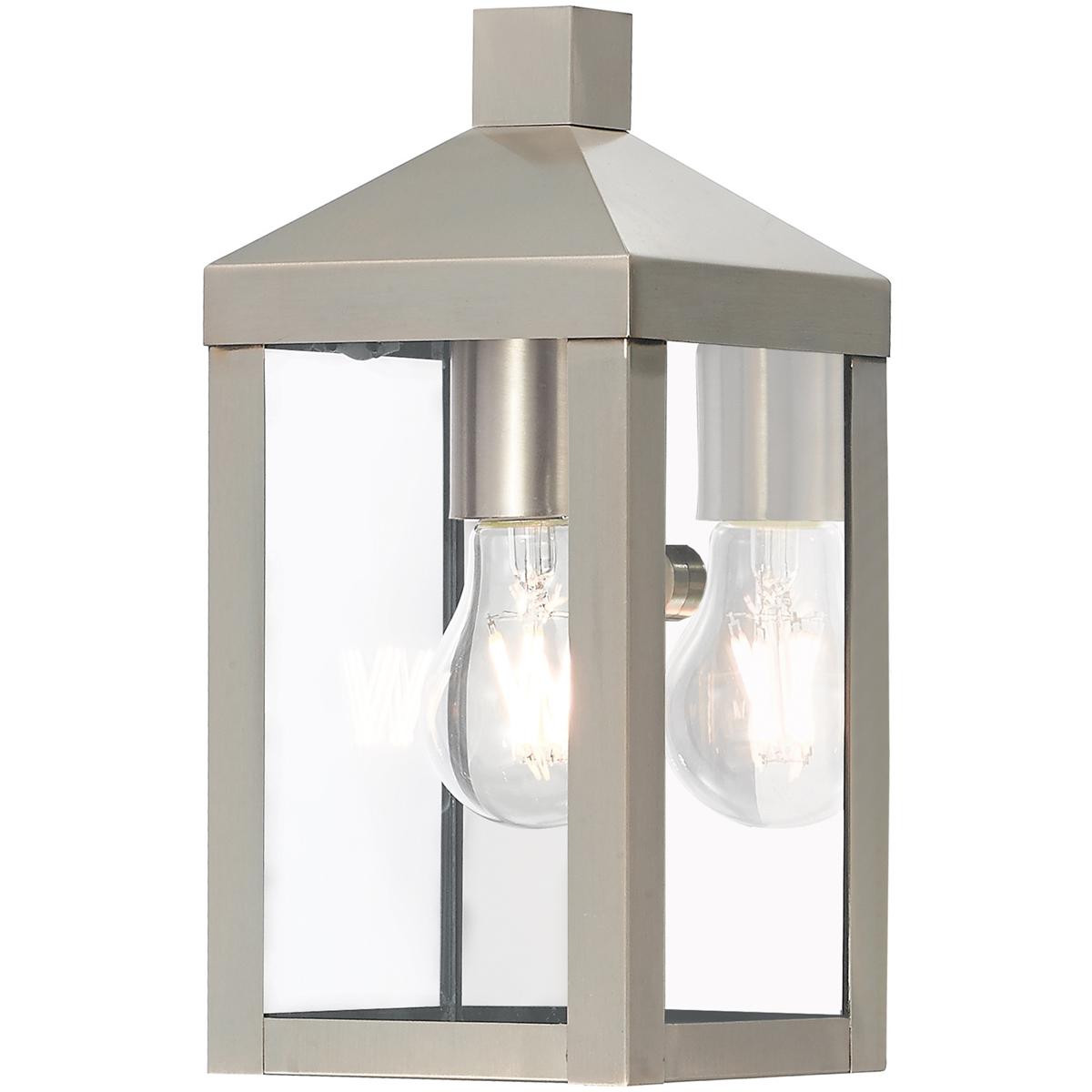 5 inch 1 Light Brushed Nickel Outdoor Wall Lantern with Clear Glass ...