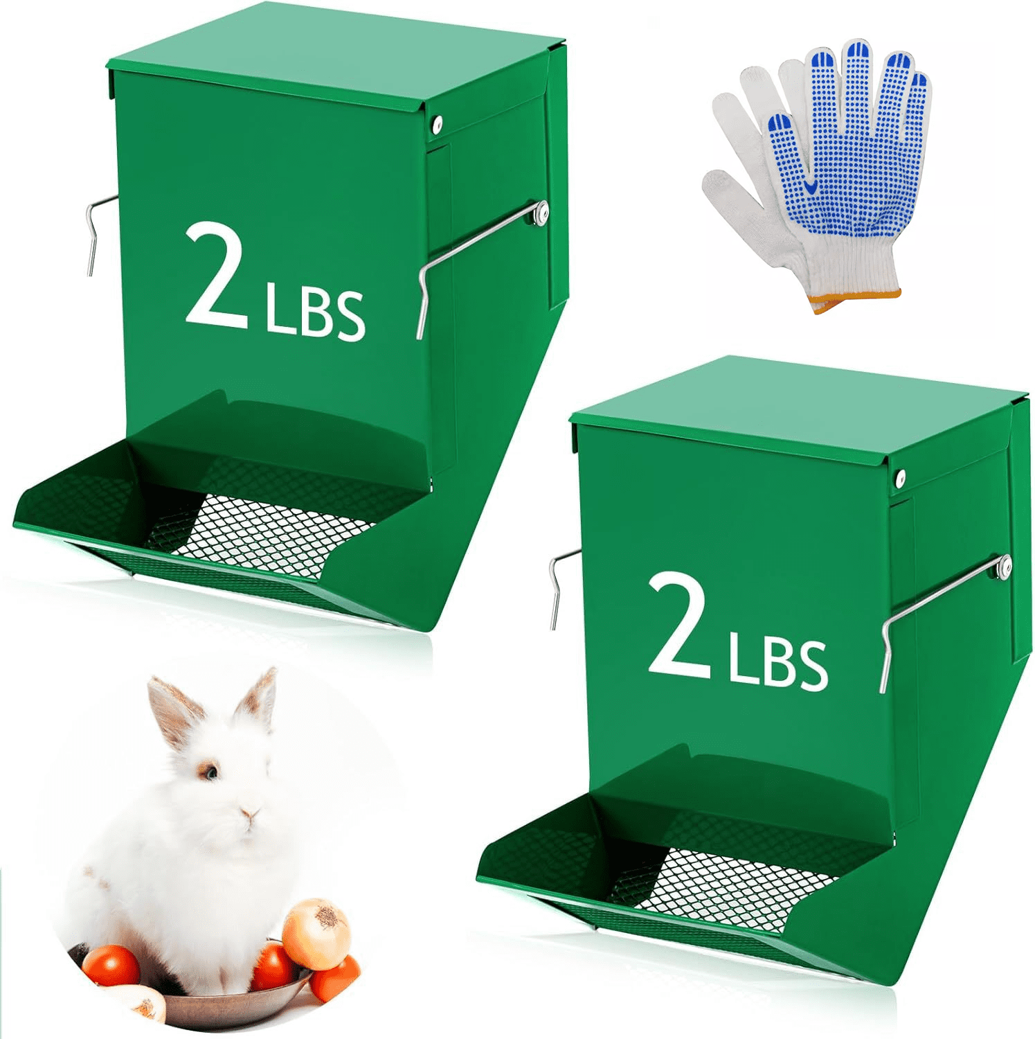 5-inch 3-Piece Feeder, Base, Blue with Cover Pet Dispenser, Steel Shell ...