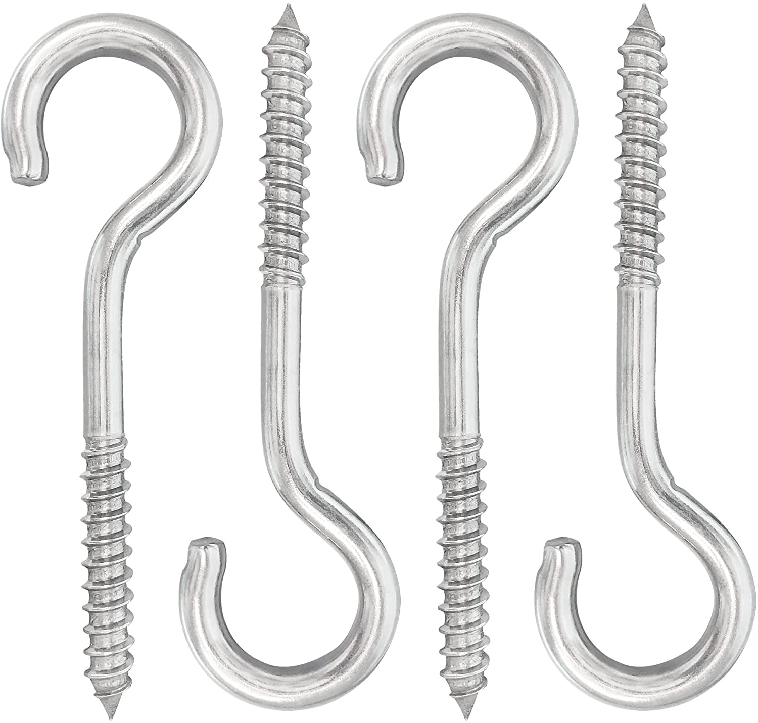 5 inch 4-Pack 304 Stainless Steel Heavy-Duty Screw Eye Hook Eye Bolts ...