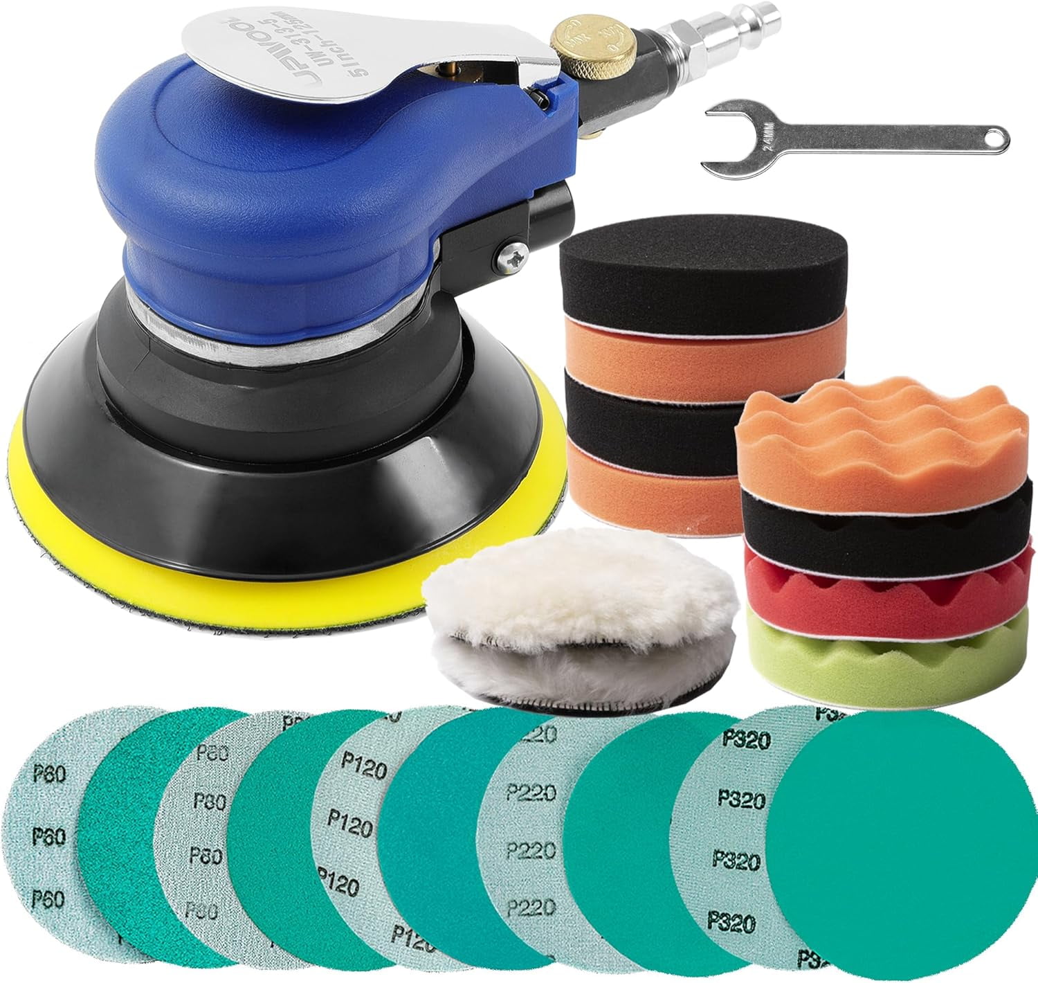 5 inch Air Random Orbital Sander for Auto Body Work, Pneumatic Palm ...