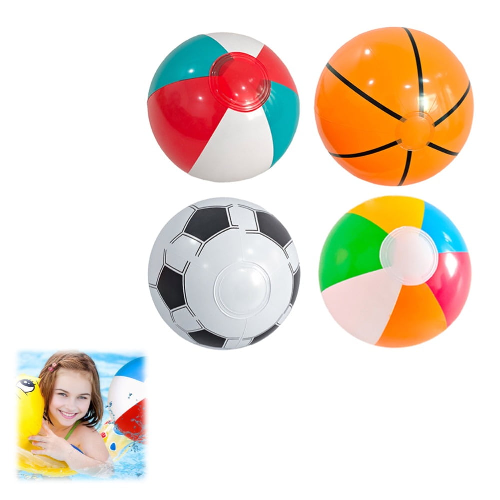 4-Piece Rainbow Beach Ball Bundle - 5-Inch Reusable Pool Toys for ...