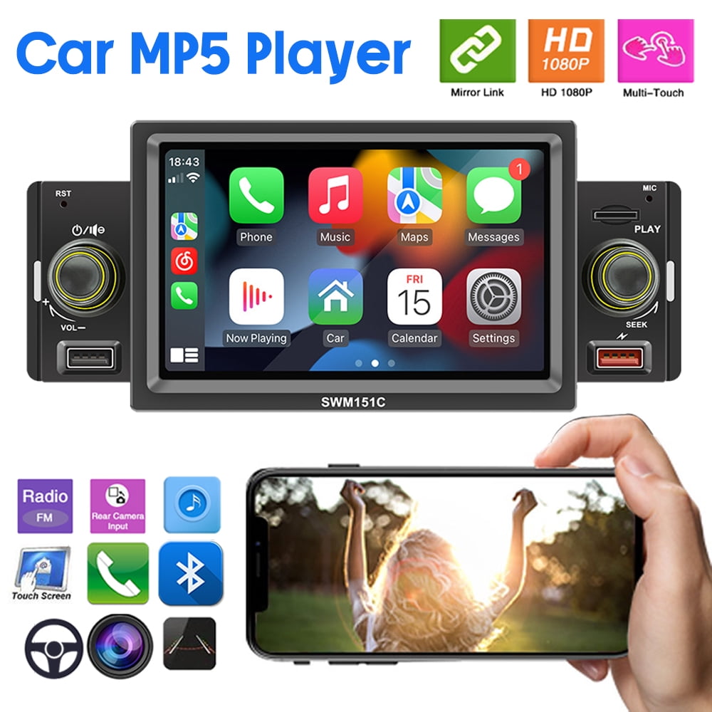 5-inch For Carplay Android auto Single 1 Din Car Radio Stereo Winch ...