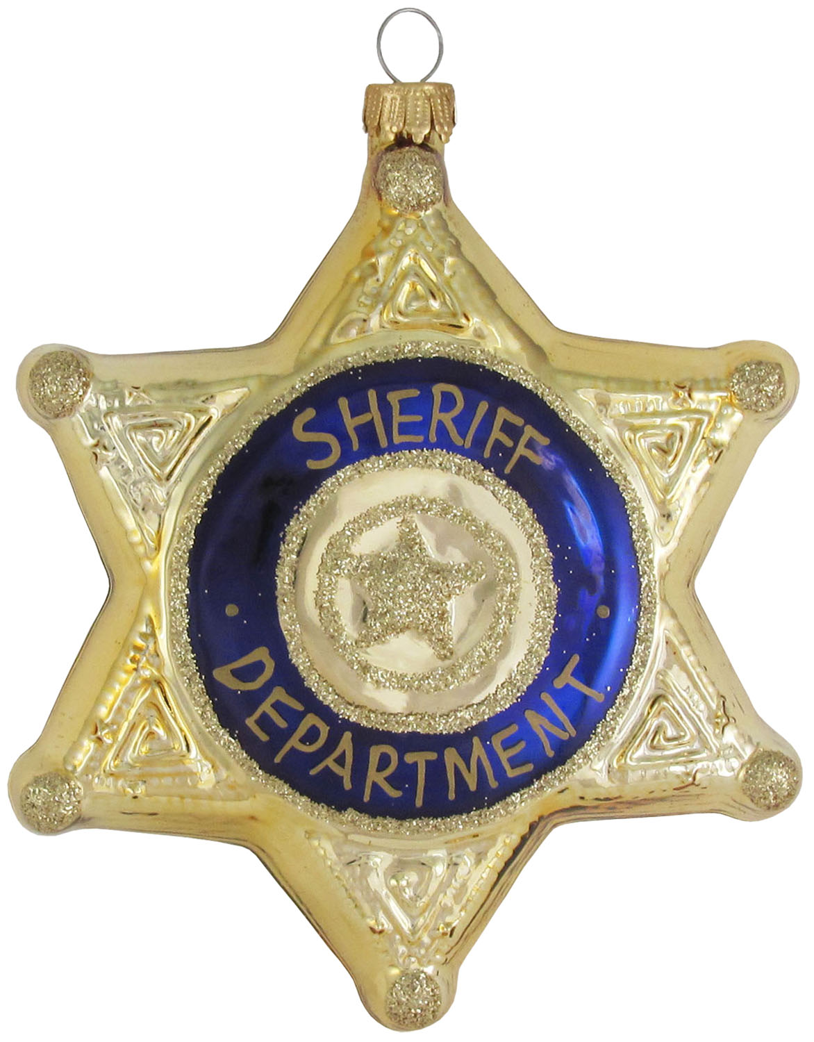 5 inch Glass Figural Sheriffs Badge Keepsake Christmas Ornament by ...