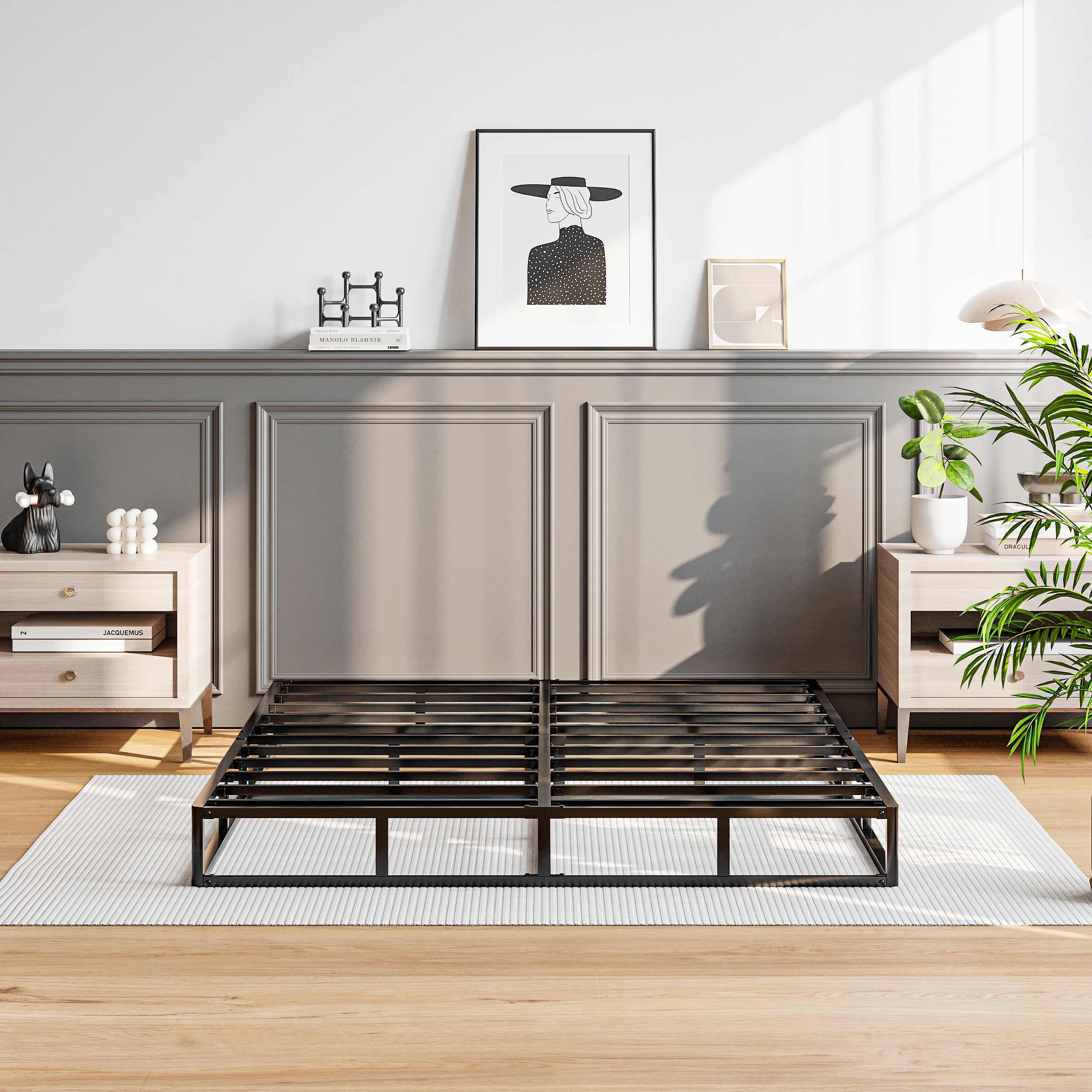 King Size 5-Inch Durable Metal Mattress Box Spring with Fabric Cover ...