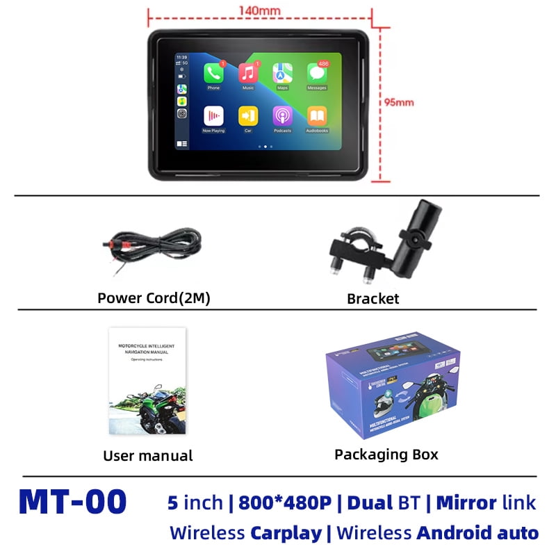 5 inch MOTO Apple CarPlay Display Screen Navigation Motorcycle DVR Dual ...