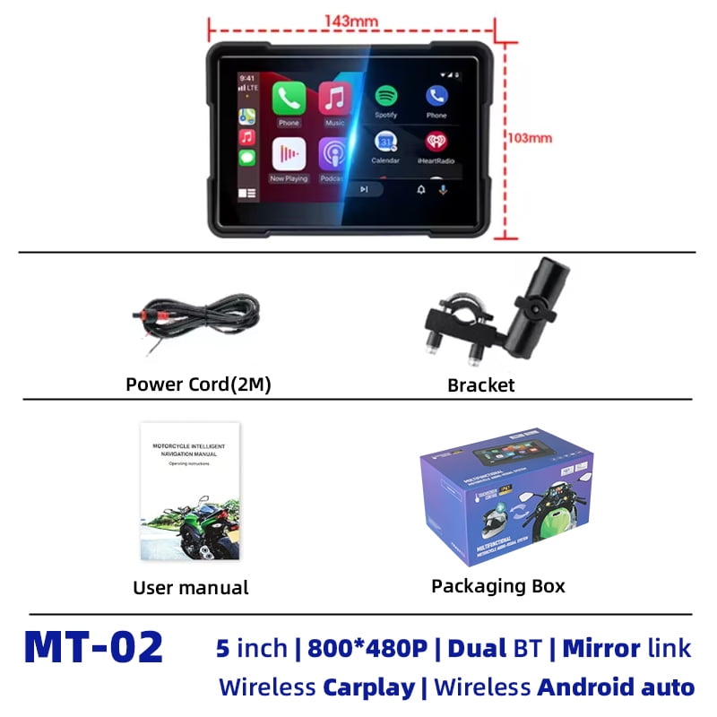5 inch MOTO Apple CarPlay Display Screen Navigation Motorcycle DVR Dual ...