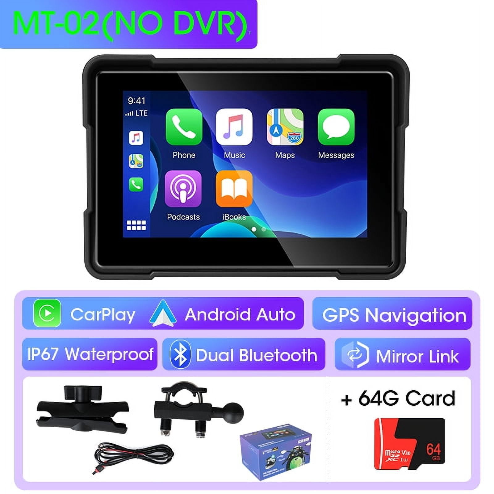 5 inch Motorcycle GPS Navigation IPX7 Waterproof Wireless Carplay ...
