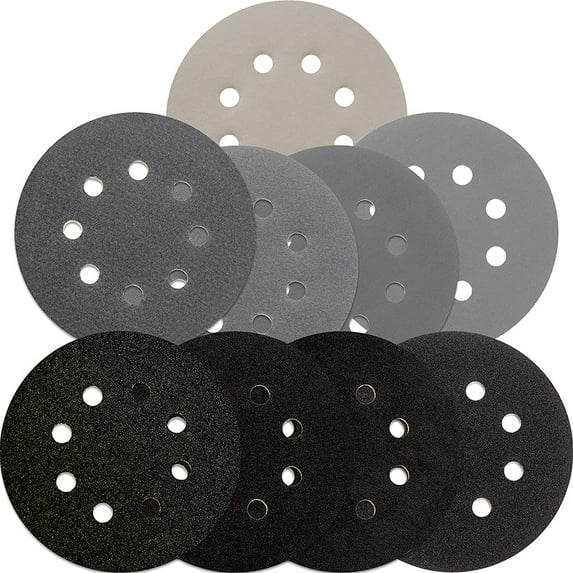 5 inch Wet Dry Sanding Discs Hook & Loop 54 pcs, 80 120 180 220 400 600 ...