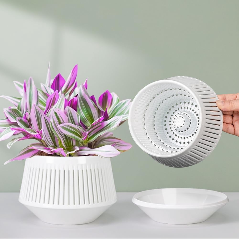 5 inch self-watering flower pot for indoor and outdoor plants ...