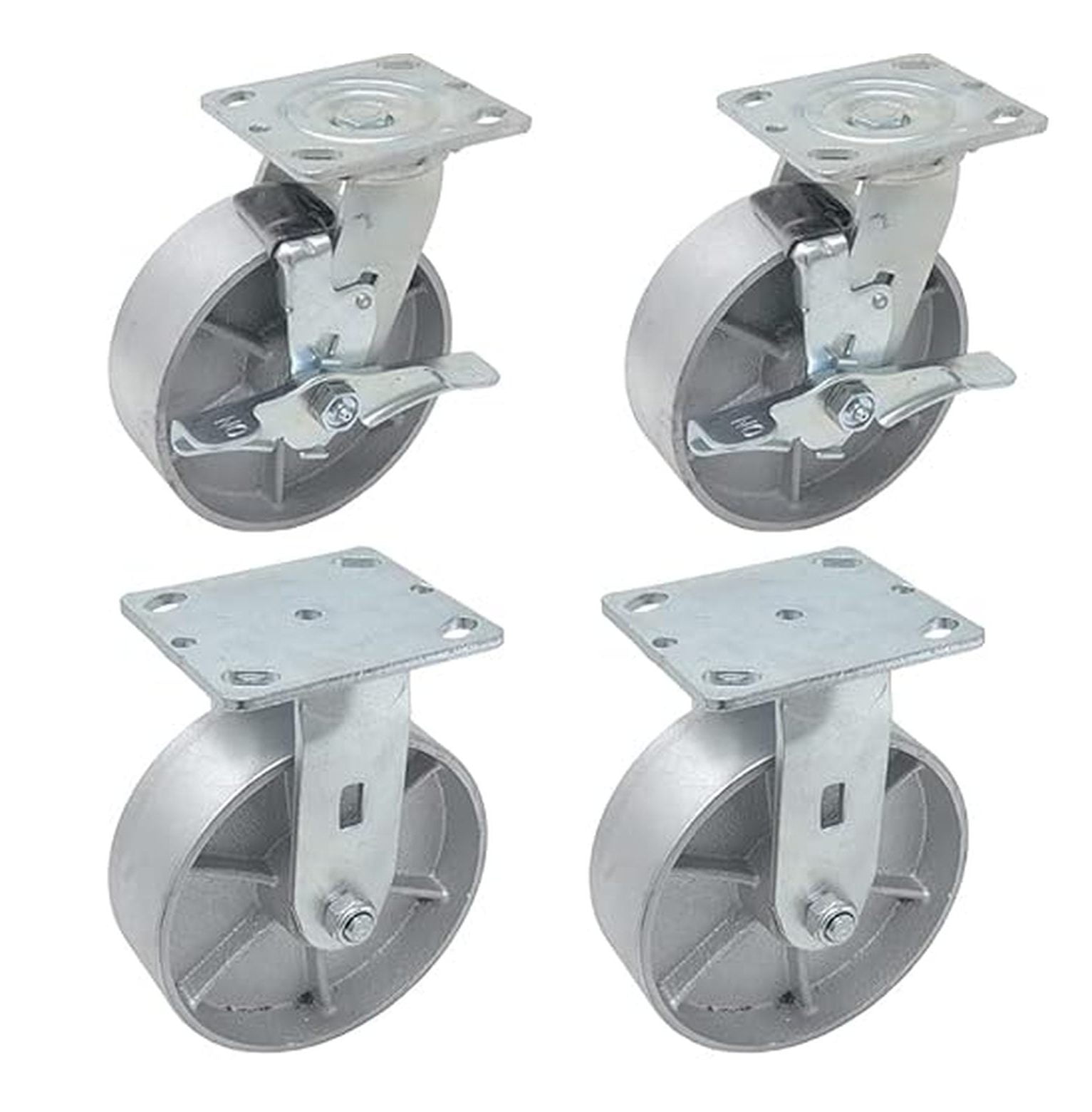 5 inch x 2 inch Steel Heavy Duty Industrial Casters, 2 Swivel Top Lock ...