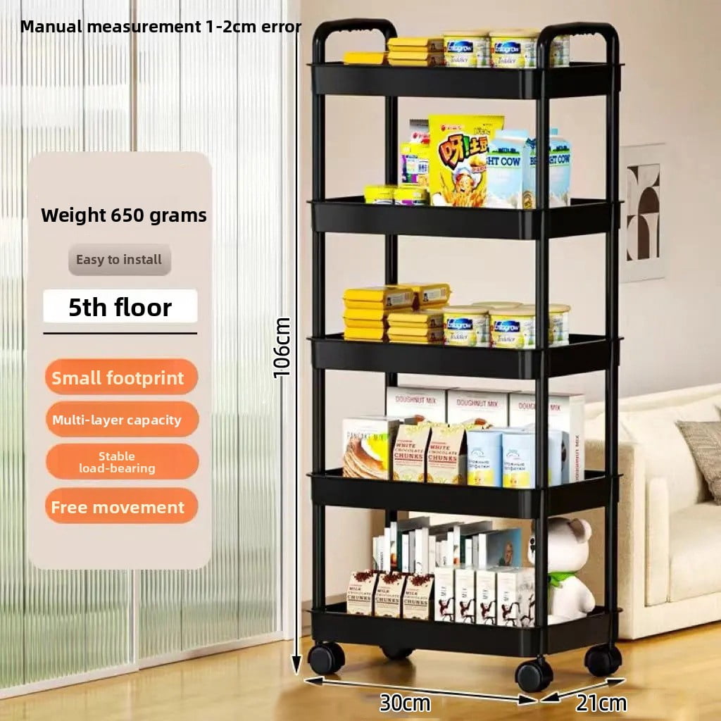 5-layer Kitchen Storage Shelf,mobile Trolley,floor Standing Multi-layer ...
